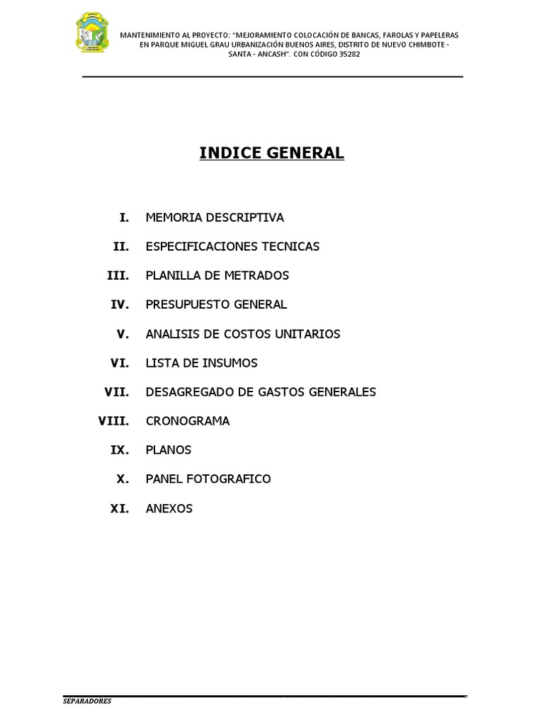 Indice + Separadores Listo | PDF | Sector privado