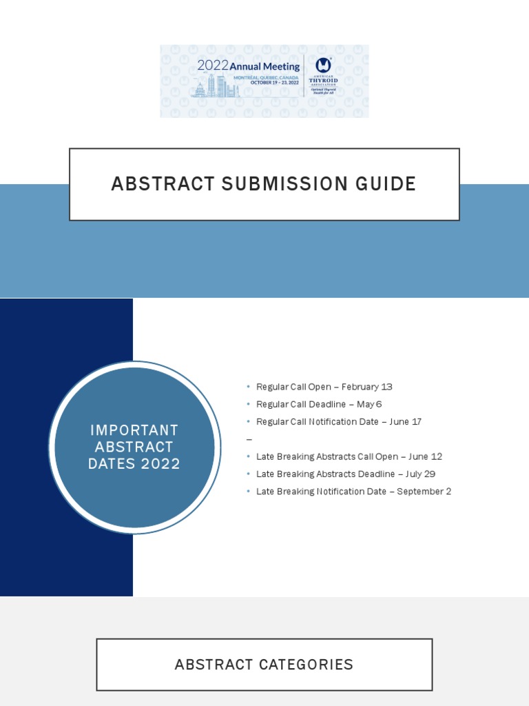 2022 ATA Abstracts Submission Guide Final | PDF | Abstract (Summary) | Thyroid