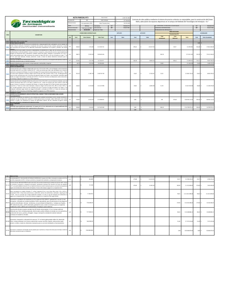 Acta N°3 Green Mall Corregida | Descargar gratis PDF | Hormigón | Ingeniero civil