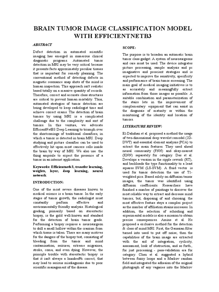 Paper BRAIN TUMOR IMAGE CLASSIFICATION MODEL WITH EFFICIENTNETB3 (1909 ...
