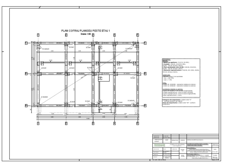 Plan Cofraj Planseu Peste Etaj 1: Scara 1:50 | PDF