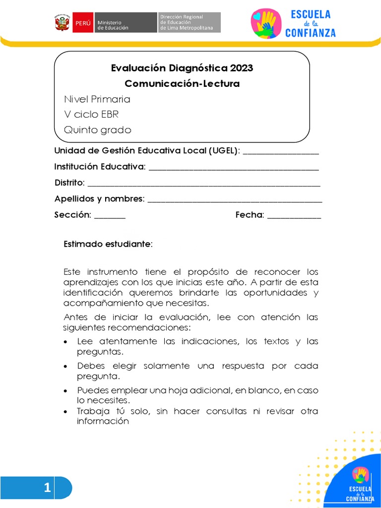 Prueba de Lectura 5to Primaria | PDF | Coccinellidae | Dom