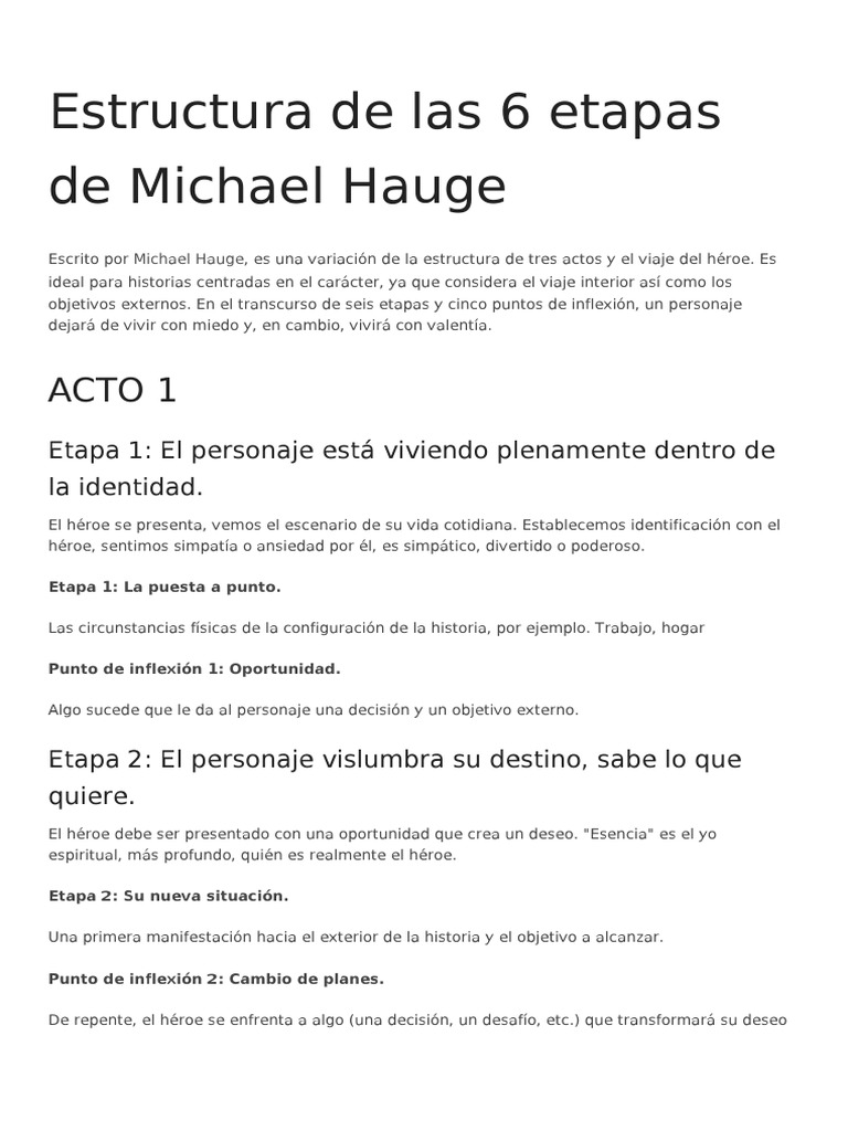 Estructura de Las 6 Etapas de Michael Hauge | PDF