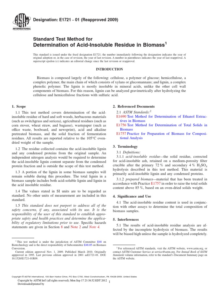 Astm E1721-01 | PDF | Filtration | Cellulose