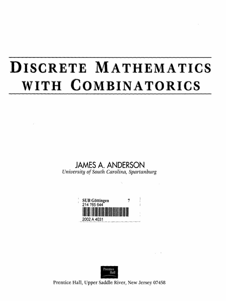 Discrete Mathematics With Combinatorics: James A. Anderson | PDF ...
