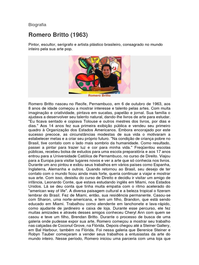 Biografia Romero Britto | PDF