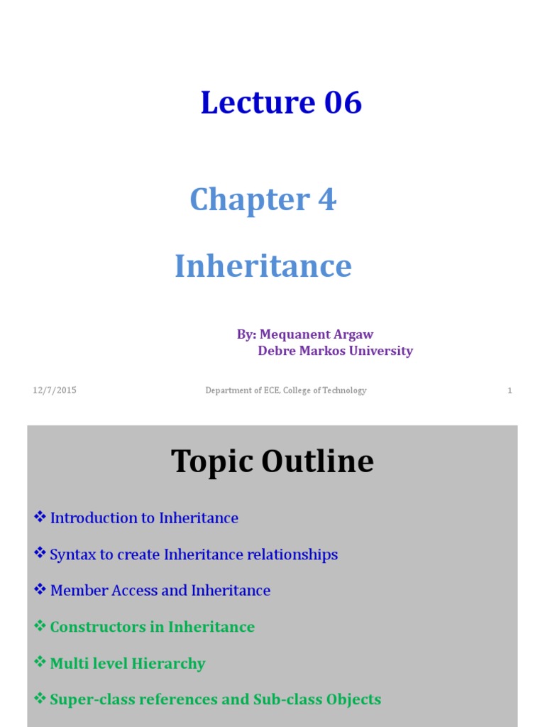 Lecture 06 Inheritance | Download Free PDF | Method (Computer Programming) | Inheritance (Object ...