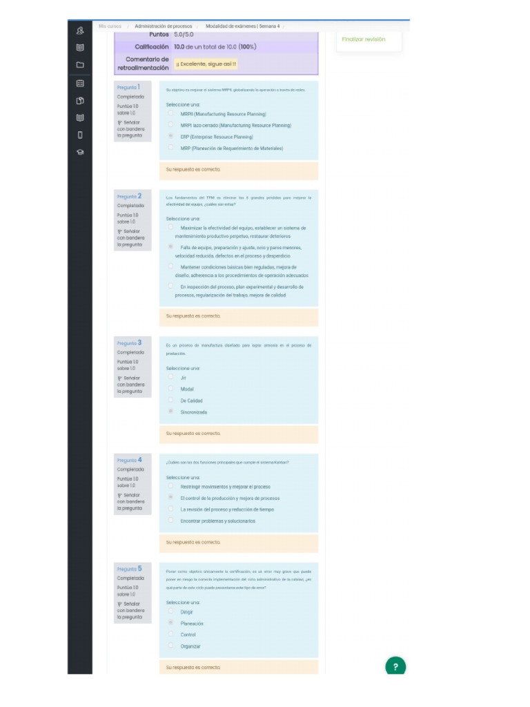 Administracion de Procesos Examen Semana 4 | PDF
