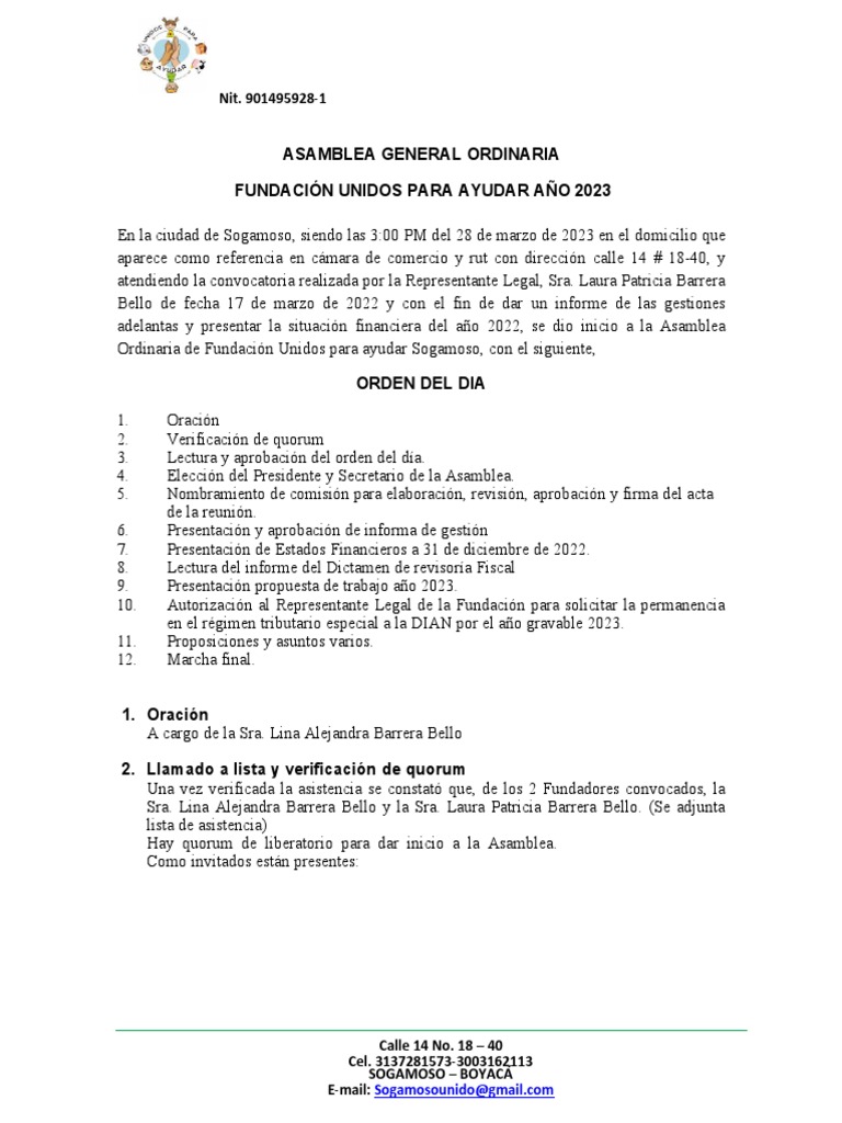 ACTA ASAMBLEA ORDINARIA - MARZ0 28 DE 2023 UPAsign | PDF | Gobierno