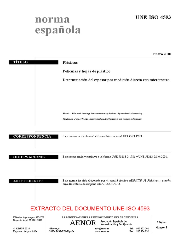 Une-Iso 4593 2010 | PDF
