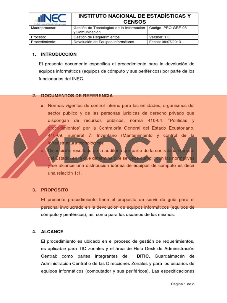 Xdoc - MX Pro Gre 03 Devolucion de Equipos Informaticos | PDF | Tecnologías de la información ...