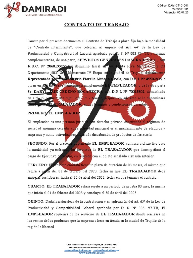 Contrato Intermitente de Trabajo | PDF | Derecho laboral | Justicia