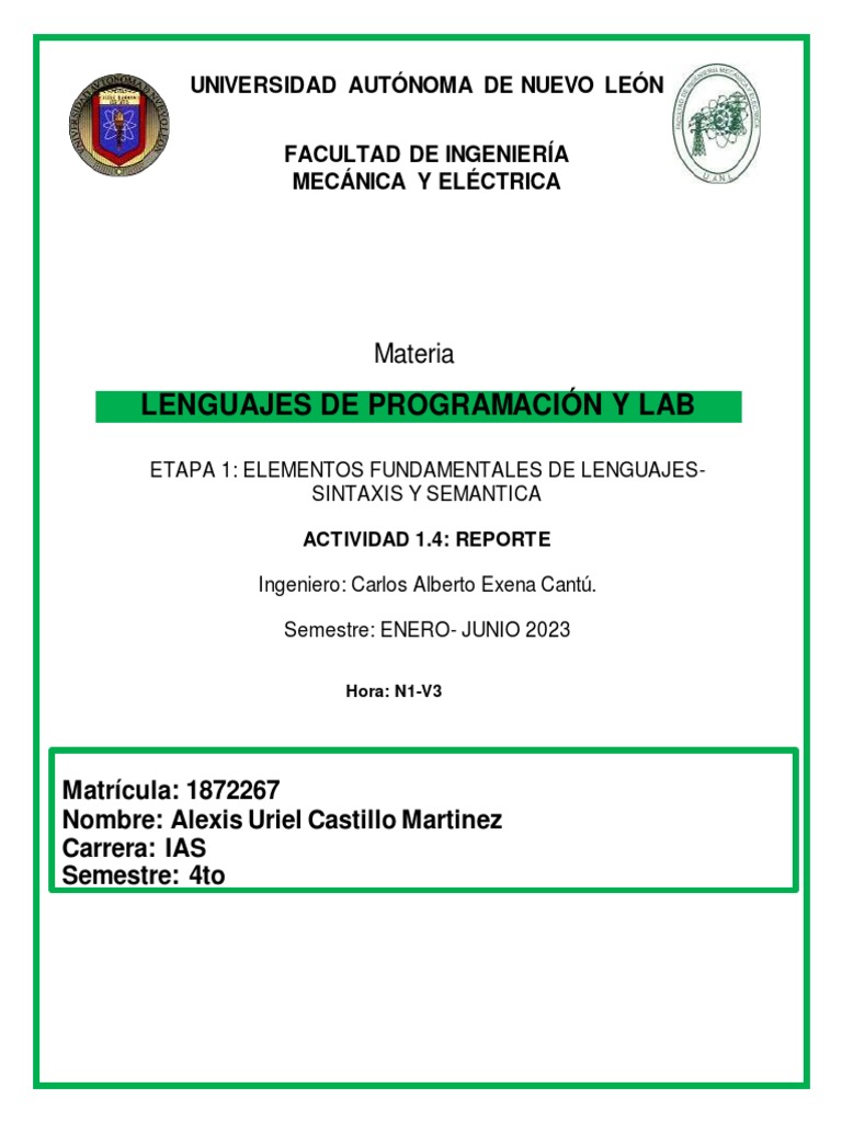 1.4 - Reporte | PDF | Lenguaje de programación | Programación de computadoras