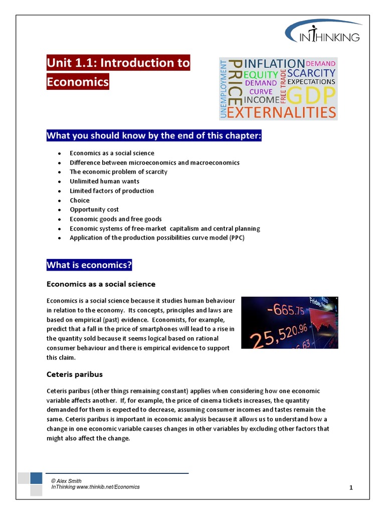 Unit 1 Introduction 1.1 Study Notes | PDF | Economics | Economic System