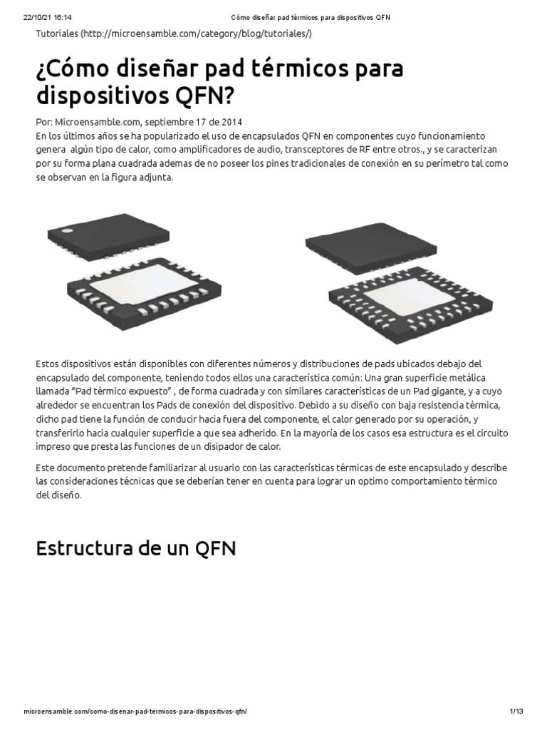 Cómo Diseñar Pad Térmicos para Dispositivos QFN | PDF | Placa de ...