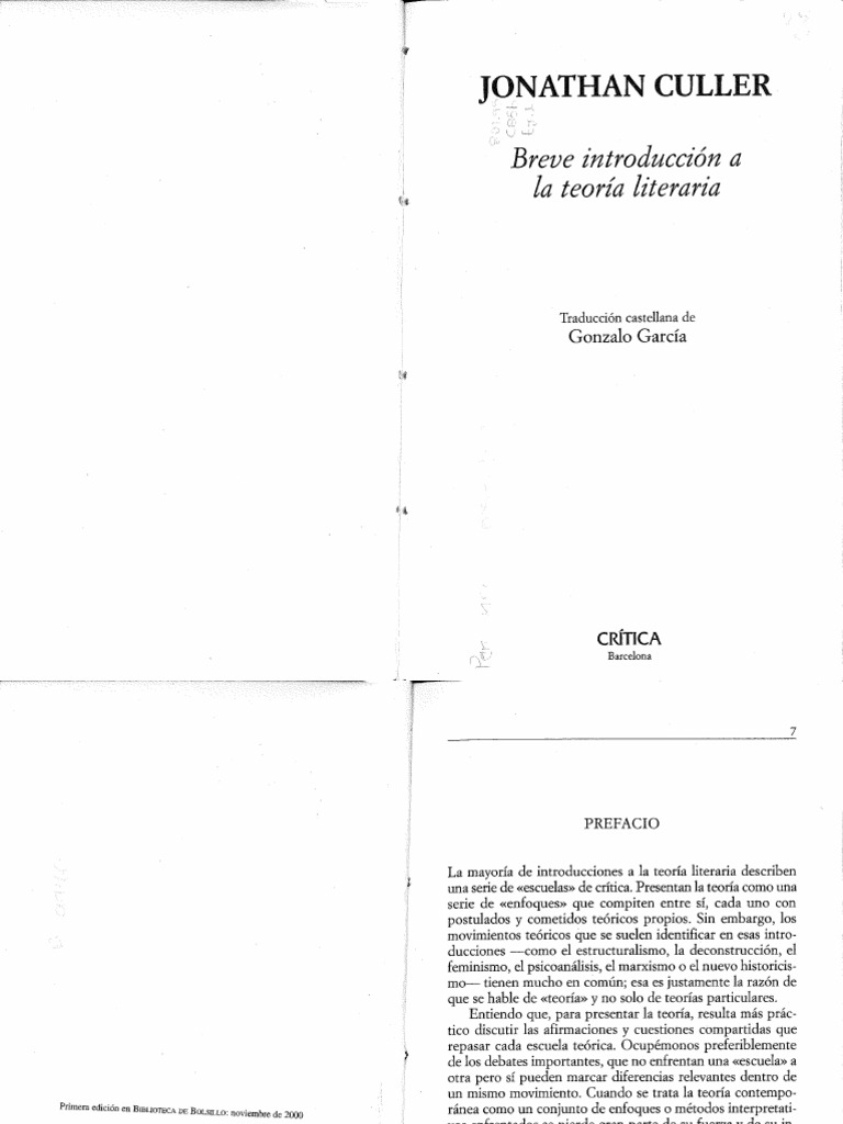 Breve Introducción A La Teoría Literaria. Jonathan Culler-1-26 | PDF