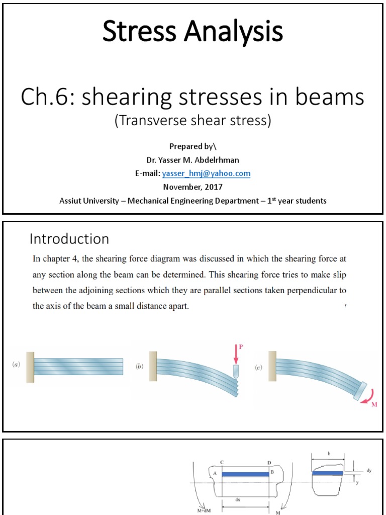 Ch6. Transverse Shear Stress, Students | PDF | Shear Stress | Stress (Mechanics)