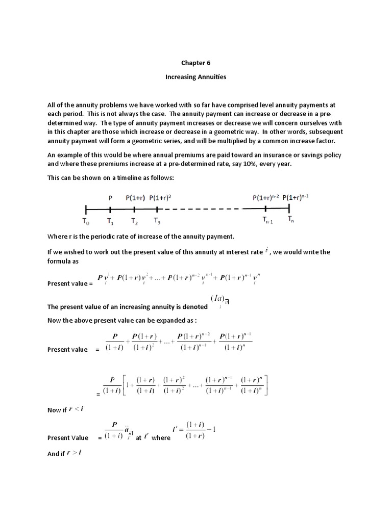 Chapter 6 - Geometrically Increasing Annuities | PDF