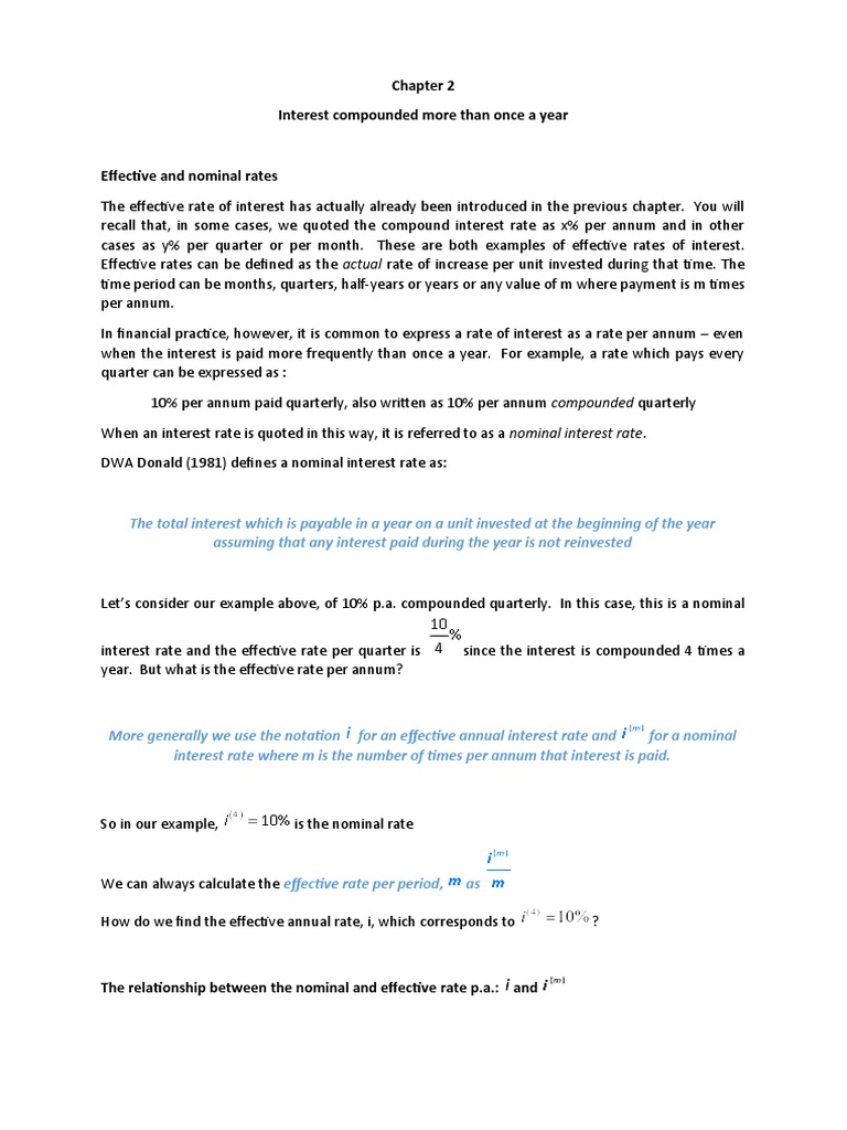 Chapter 2 - Effective and Nominal Rates | PDF | Interest | Compound ...