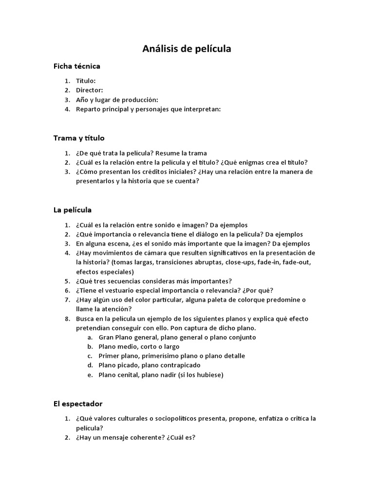Análisis de Películas | PDF | Artes del Lenguaje y Comunicación