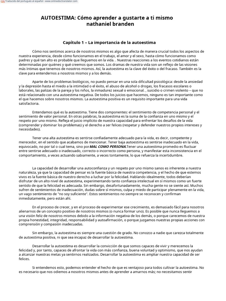 AUTO ESTIMA Como Aprender A Gostar de Si - Pt.es | PDF | Autoestima ...