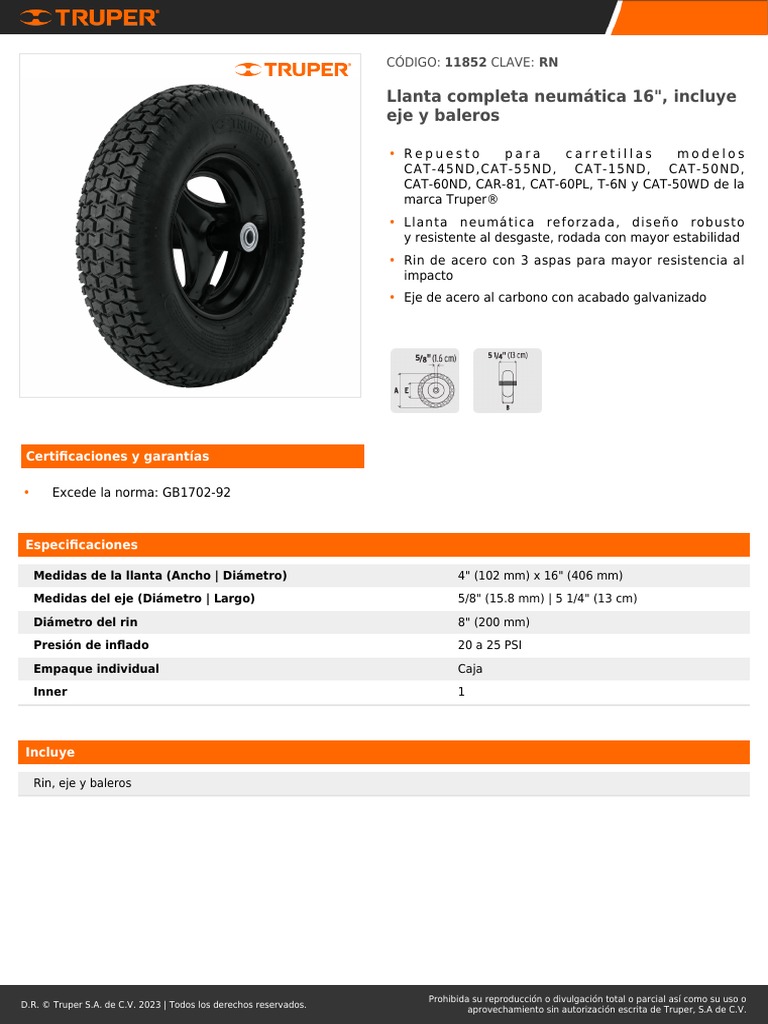 Ficha Tecnica de Llanta Neumatica | PDF | Vehículos | Vehículos terrestres