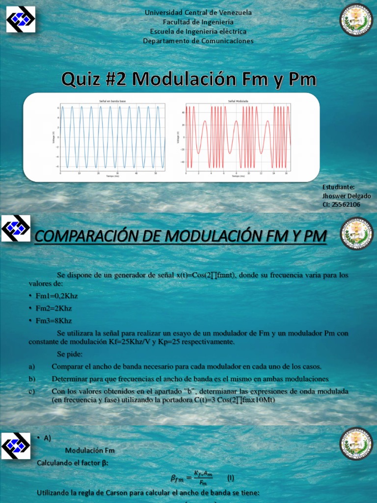Quiz Modulacon PM y FM | PDF | Modulación de frecuencia | Modulación