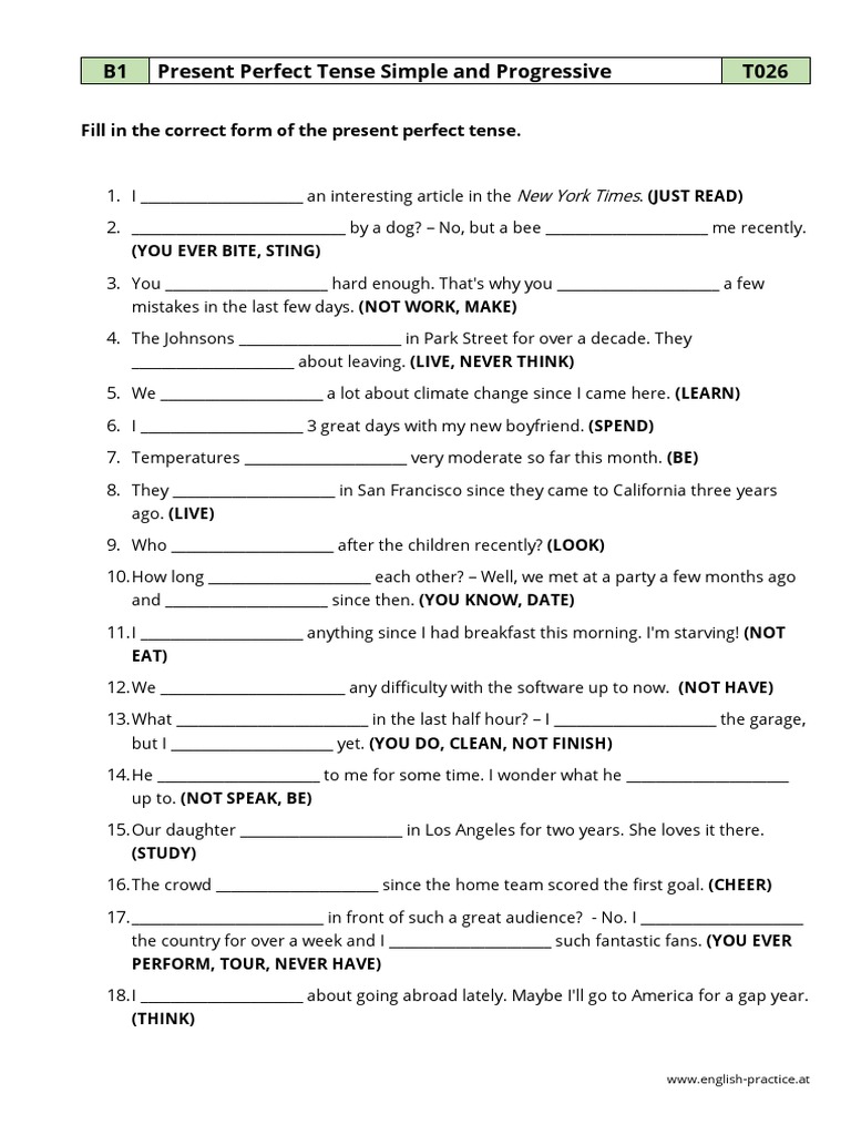 T 026 Present Perfect Tense | PDF