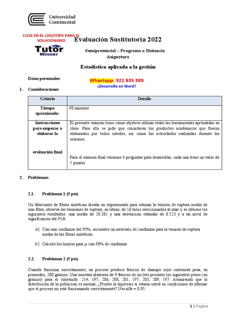 Tw-Eag Sustitutoria Estadística Aplicada para La Gestión-V.2.0 2022-2023 | PDF | Negocios