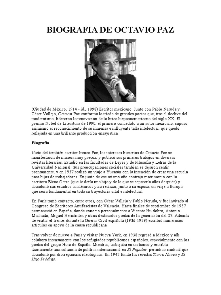 Biografia de Octavio Paz | PDF | Poesía
