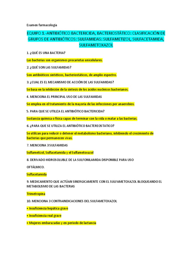 Equipo 1.-Antibiótico Bactericida, Bacteriostático: Clasificación de ...