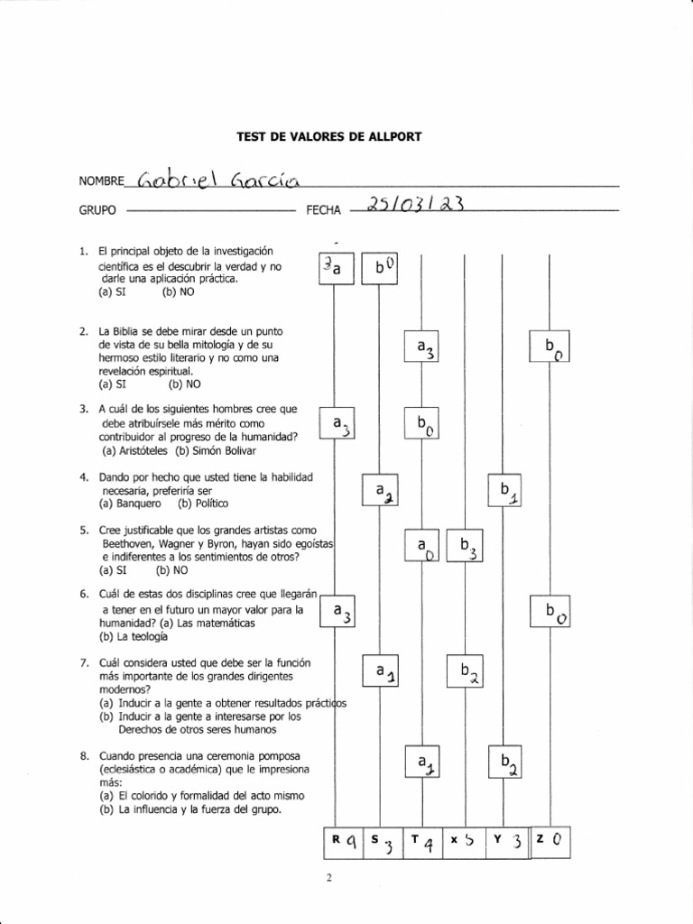 Test de valores de Allport | PDF