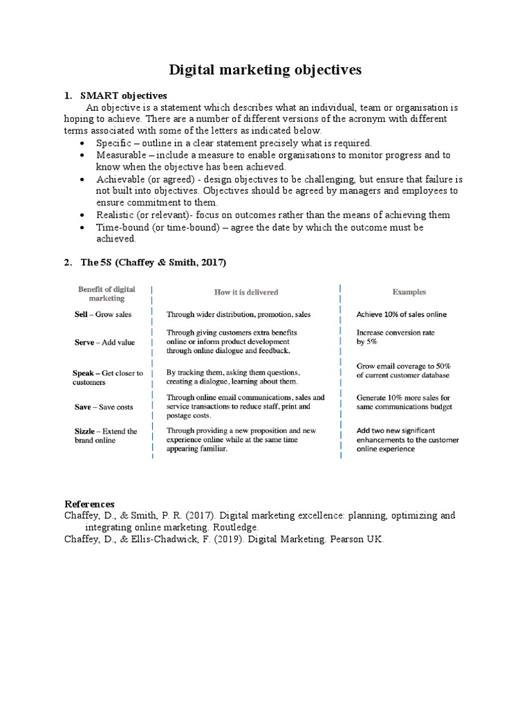 Digital Marketing Objectives | PDF | Business