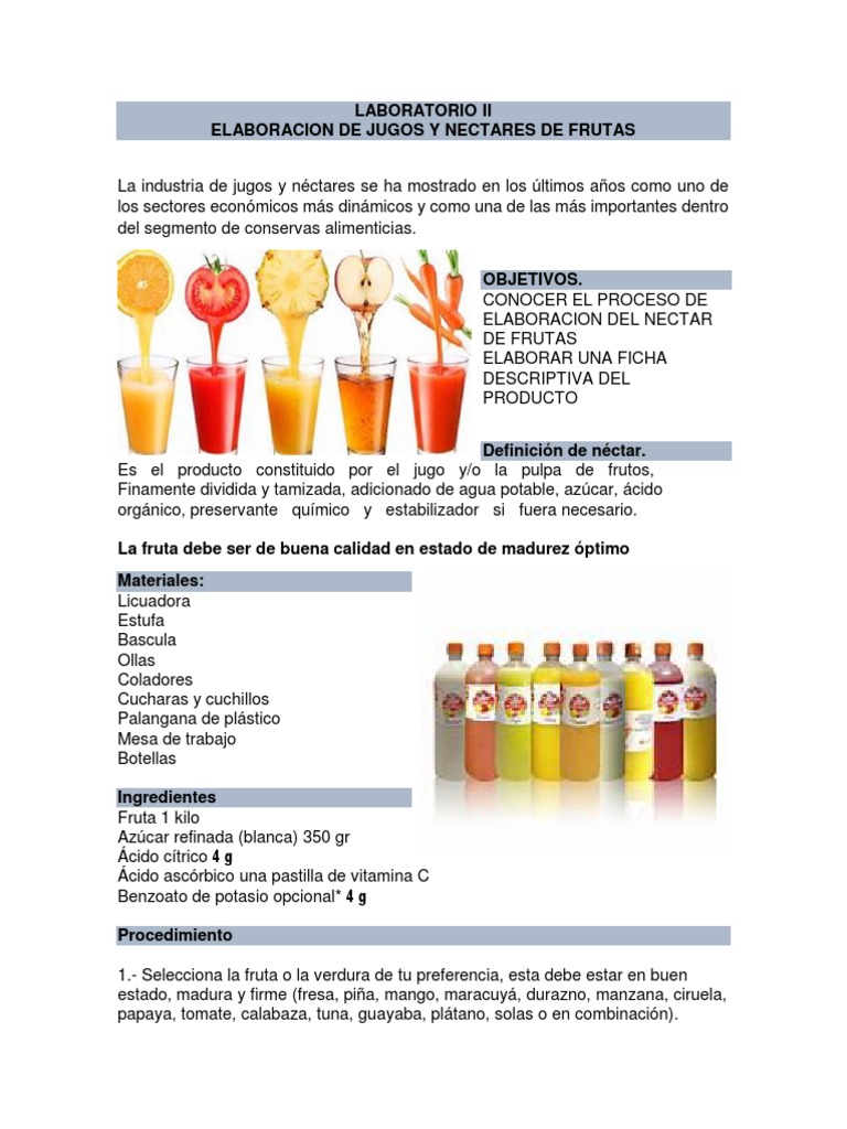 Jugos y Nectares Laboratorio Ii | PDF