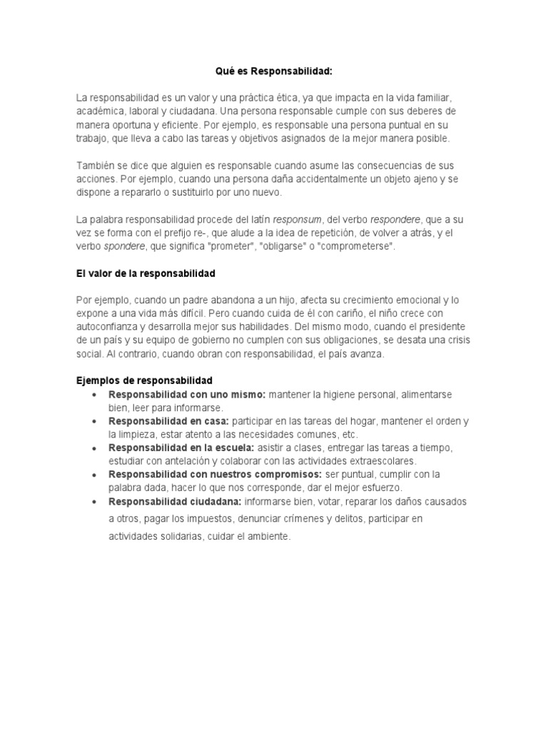 Qué Es Responsabilidad | PDF