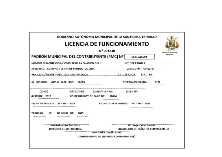 Licencia de Funcionamiento | PDF
