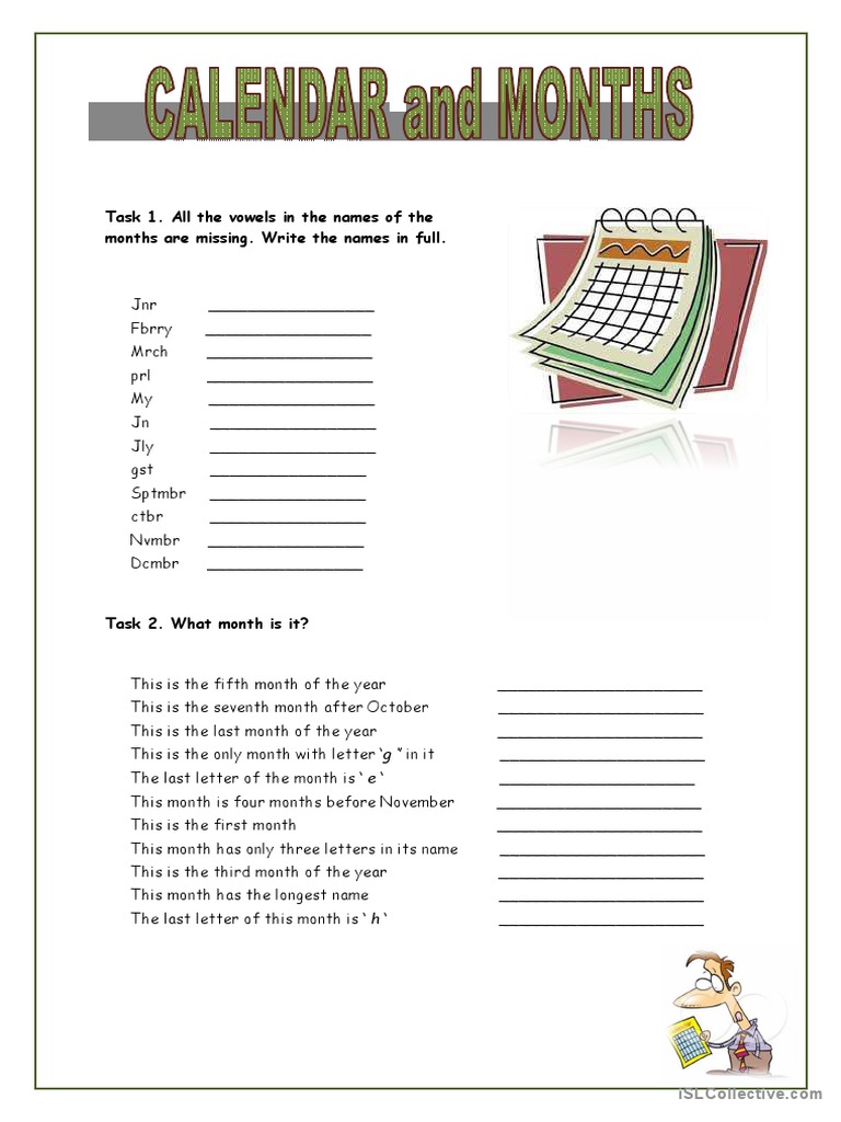 Fill in the Missing Month Names | PDF