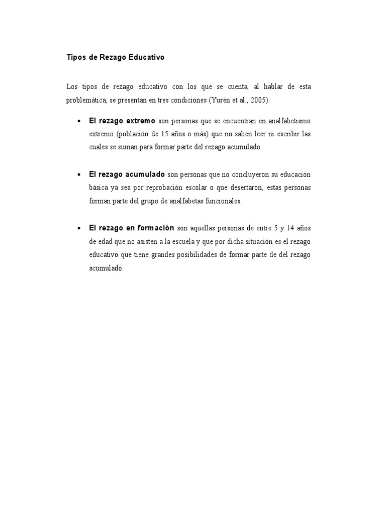 Tipos de Rezago Educativo | PDF