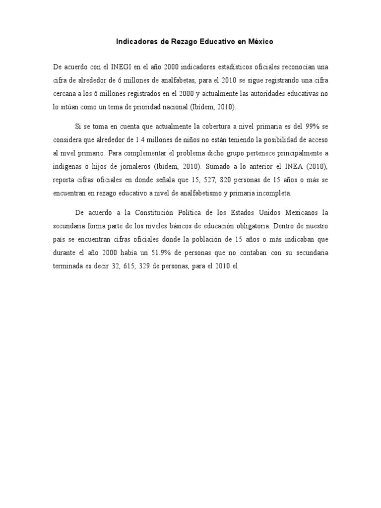 Indicadores de Rezago Educativo en México | PDF | Ciencias sociales ...