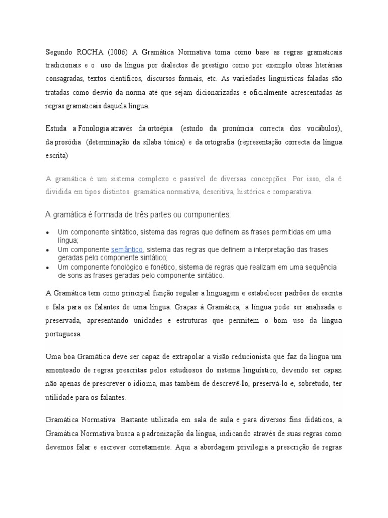 As principais abordagens da Gramática: Normativa, Descritiva, Histórica ...