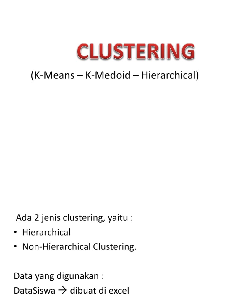 Clustering K Means K Medoid Hierarchical Pdf 