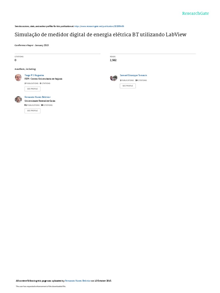 Simulação de Medidor Digital de Energia Elétrica BT Utilizando Labview ...