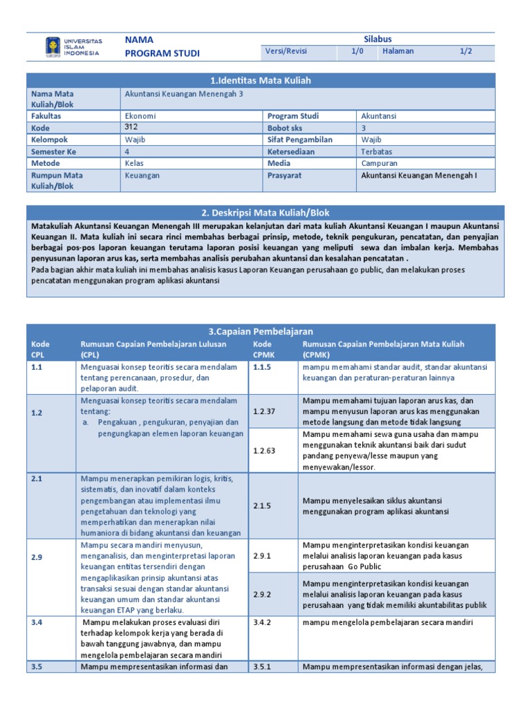 AKM3 Silabus Mauly | PDF | Pengelolaan Keuangan & Uang