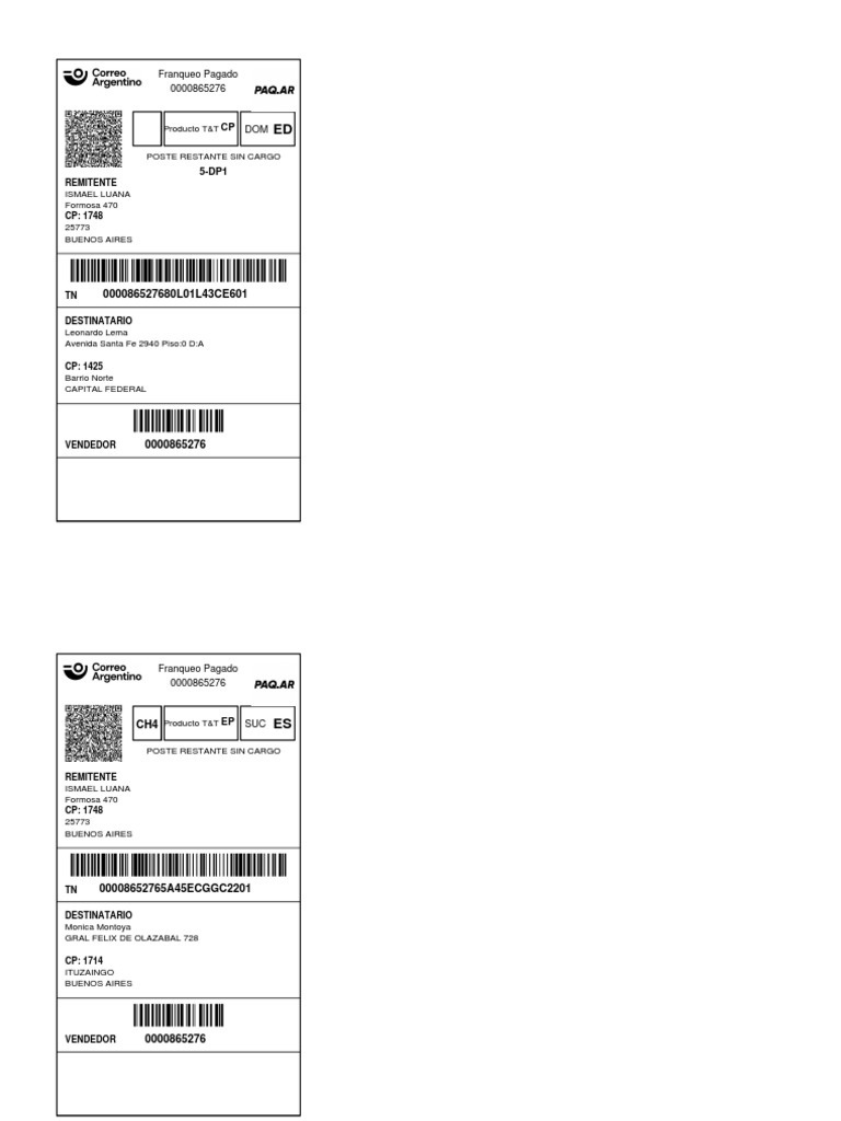 Rotulos Envios | PDF