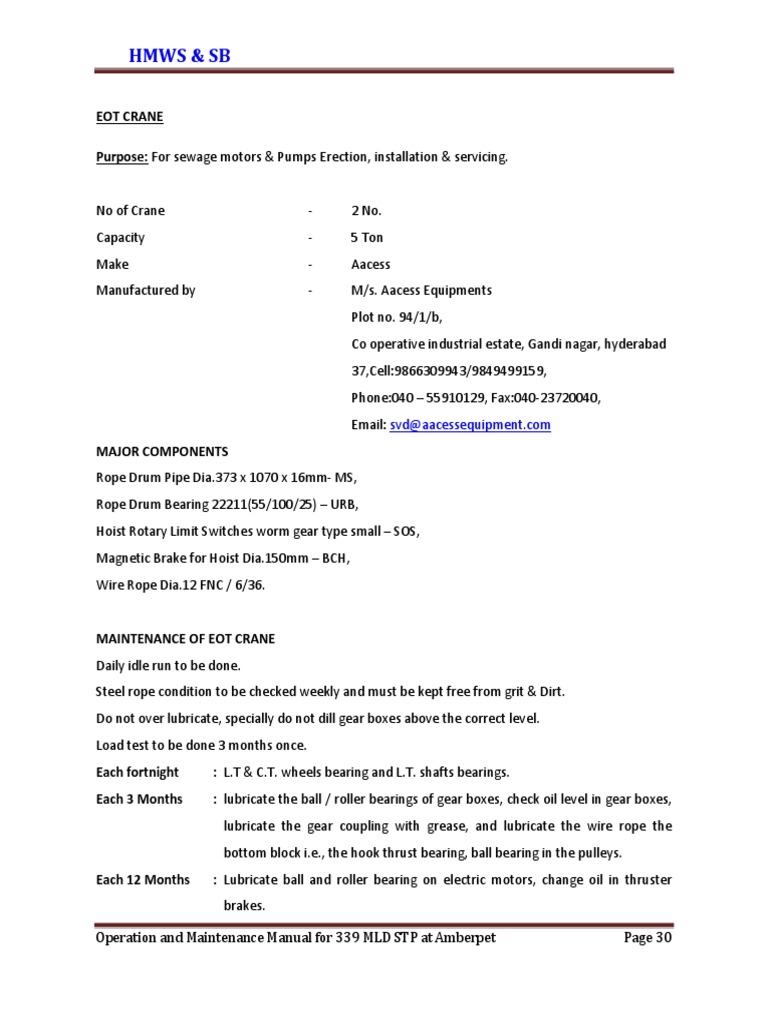 EOT Crane | PDF | Bearing (Mechanical) | Crane (Machine)