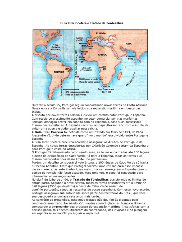 Bula Inter Coetera e Tratado de Tordesilhas | PDF | Era dos ...