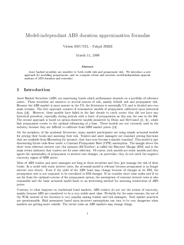 MBS Abs Modelling | PDF | Bond Duration | Bonds (Finance)