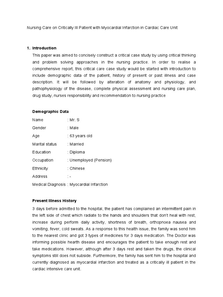 Critical Care MCI CCU Assignment | PDF | Myocardial Infarction | Heart