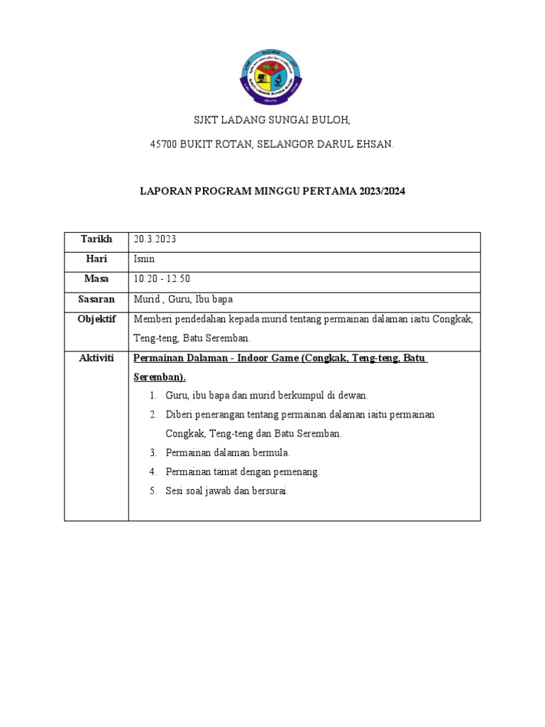 Format Laporan Minggu Pertama | PDF