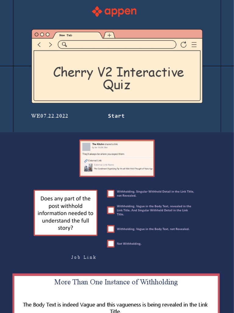 Cherry V2 Interactive Quiz: Start | PDF | Cognition | Communication
